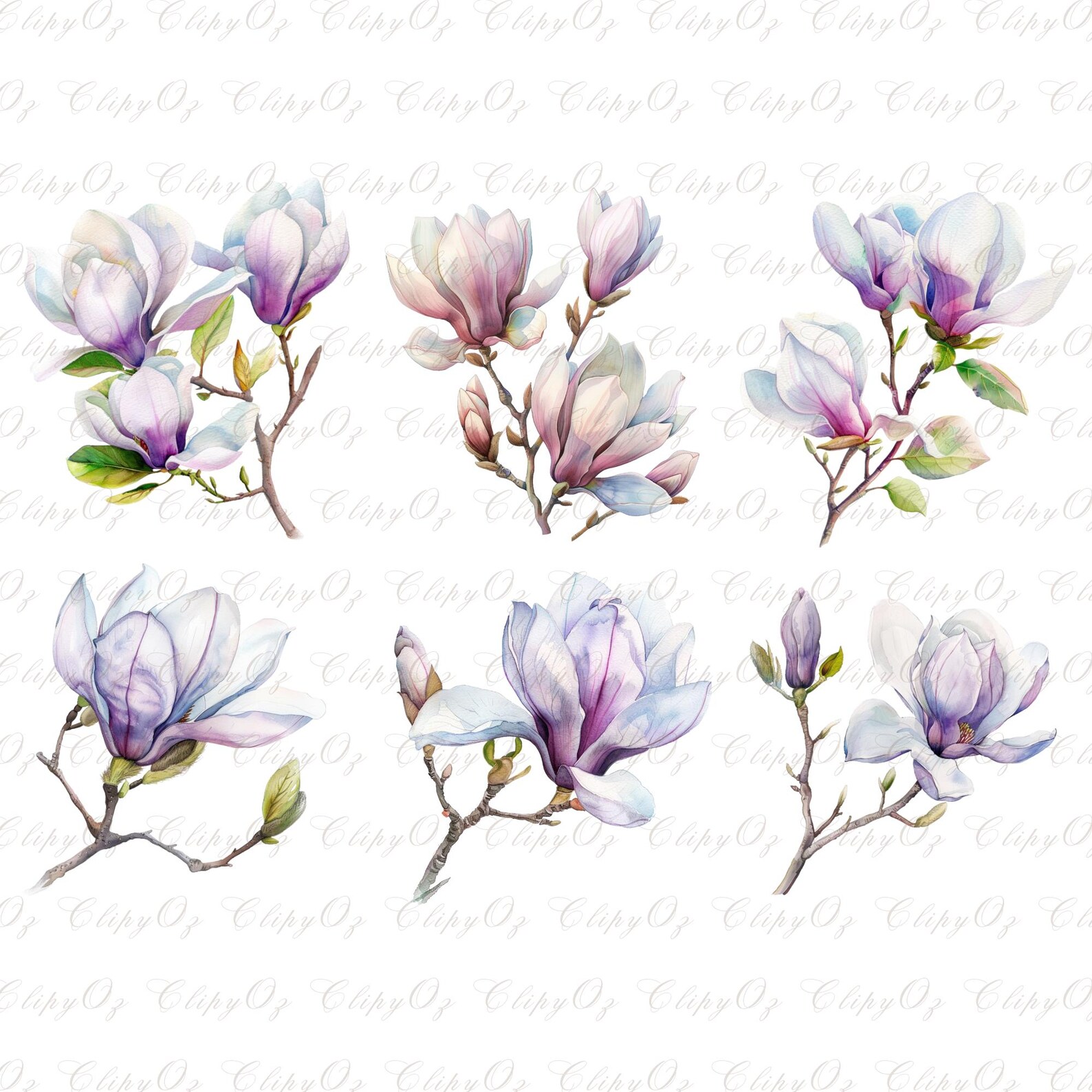 Purple Magnolia Watercolour Flowers, Transparent PNG, Purple Flowers ...