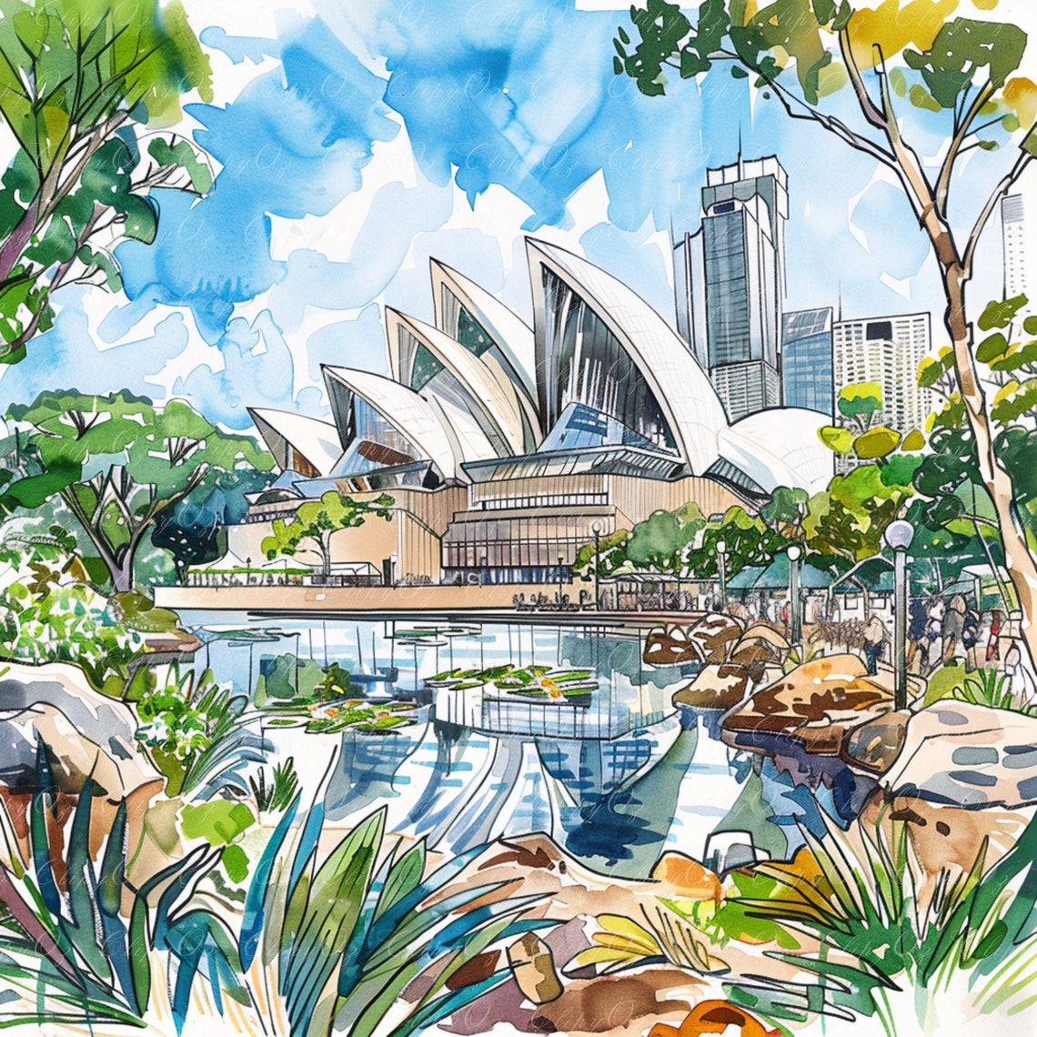 23 Watercolour Australian Landmarks, High-quality PNG, Digital Download ...