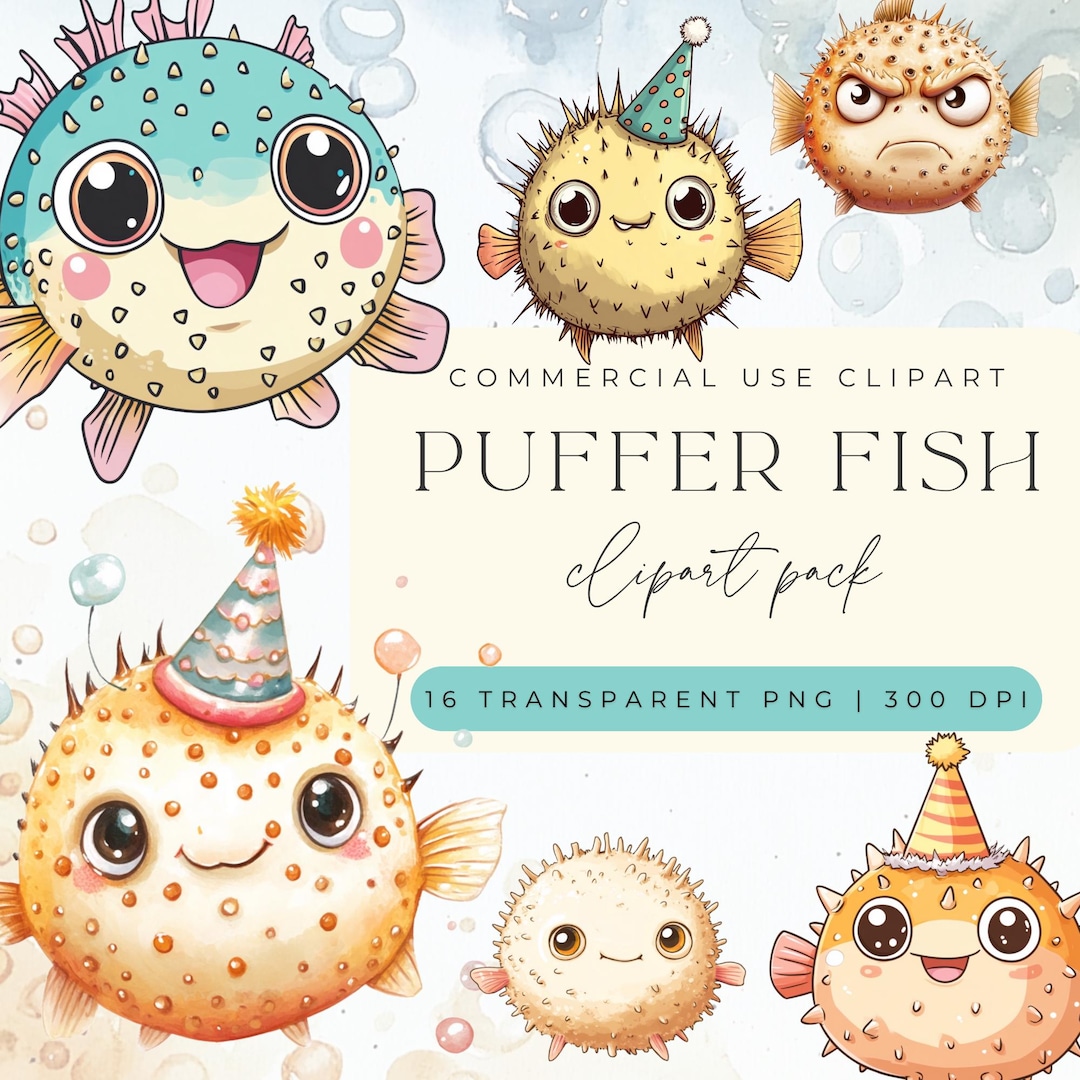 Blowfish PNG, Puffer Fish, Kawaii Cute Puffer Blowfish, Digital ...