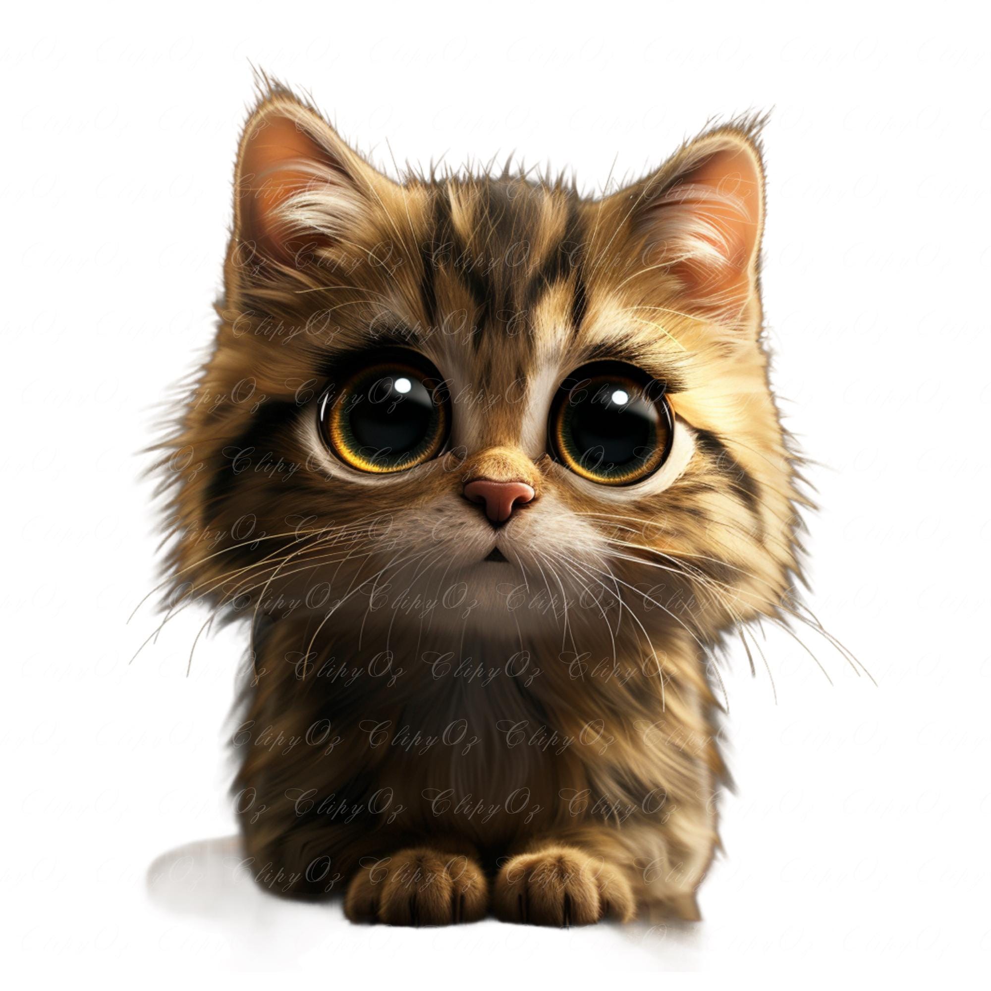 10 Cute Chunky Fluffy Cats , Transparent PNG, Funky Animals Clipart ...