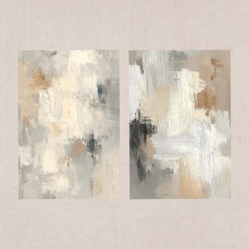 Neutral Texture Digital Paper Pack: Beige Cream Brush Stroke ...