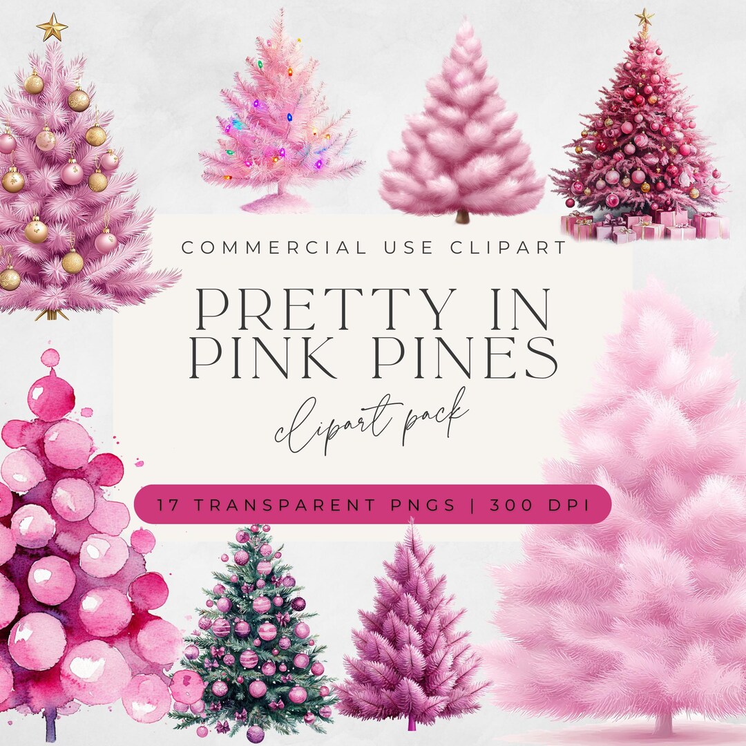 17 Pink Fluffy Christmas Clipart, Pink Christmas Tree Clipart, Pink ...