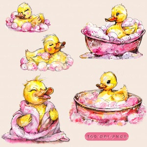 Rubber Ducks Bubble Bath Clipart, Colorful Duck Graphics, Fun Bath ...