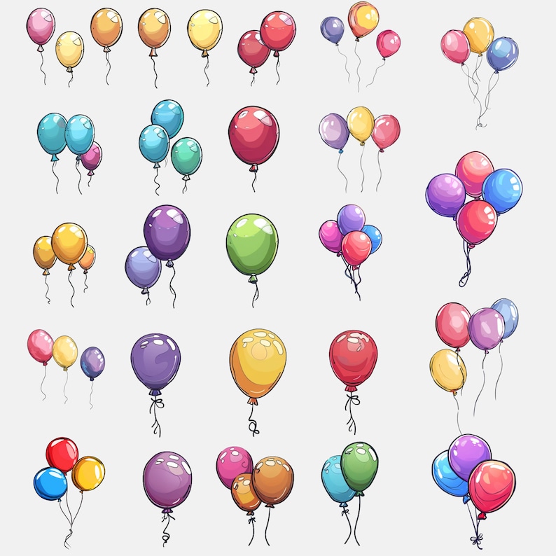 Cartoon Party Balloons Clipart PNG, Birthday Balloon Clip Art, Colorful ...