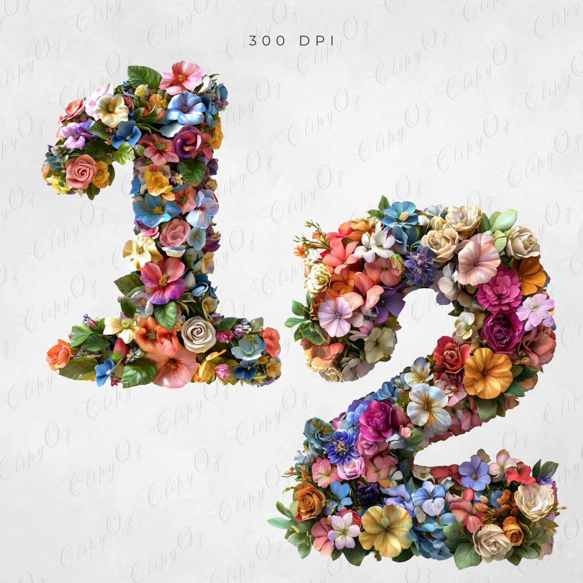 Flower Numbers, Transparent PNG, Birthday Clipart, Digit Flowers ...