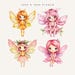 Watercolor Fairy Clipart: Pink Flower Fairies, Enchanted Forest (PNG ...