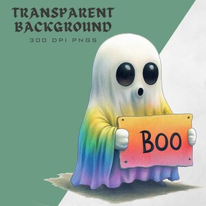 Boo-tiful in Every Color! Halloween PNG, Rainbow Ghost, Cute Ghost ...