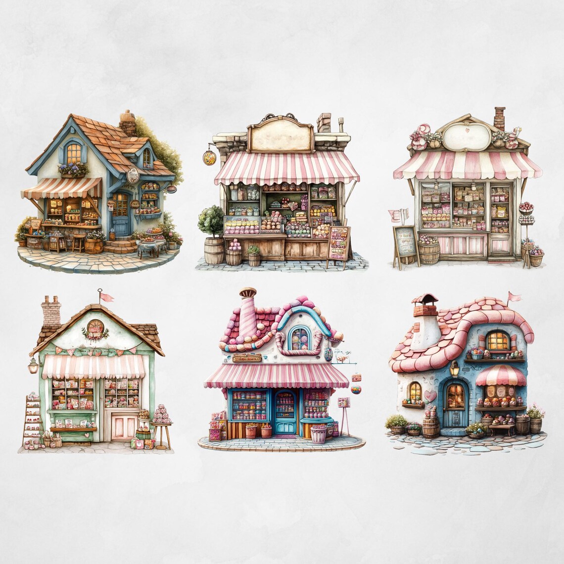 Whimsical Candy Shop Clipart: Pastel Candy Store PNG (digital Download ...
