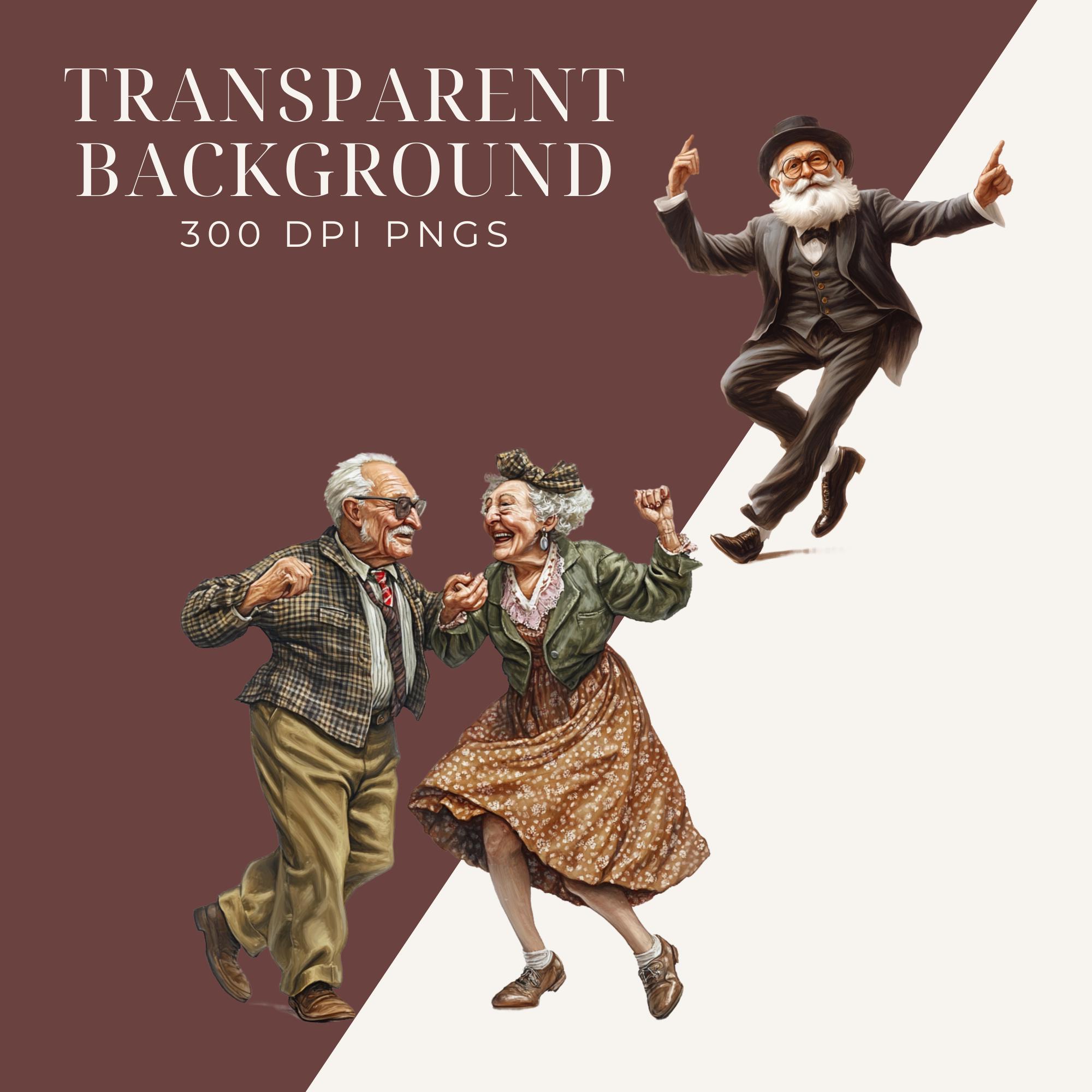 Dancing Old Couples Clipart: Funny Aging Ladies & Gentlemen (PNG ...