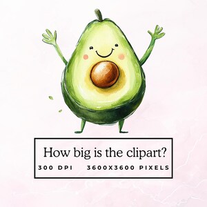 10 Watercolor Avocado Clipart, Cute Avocado Graphic, Cute Fruit Clipart ...