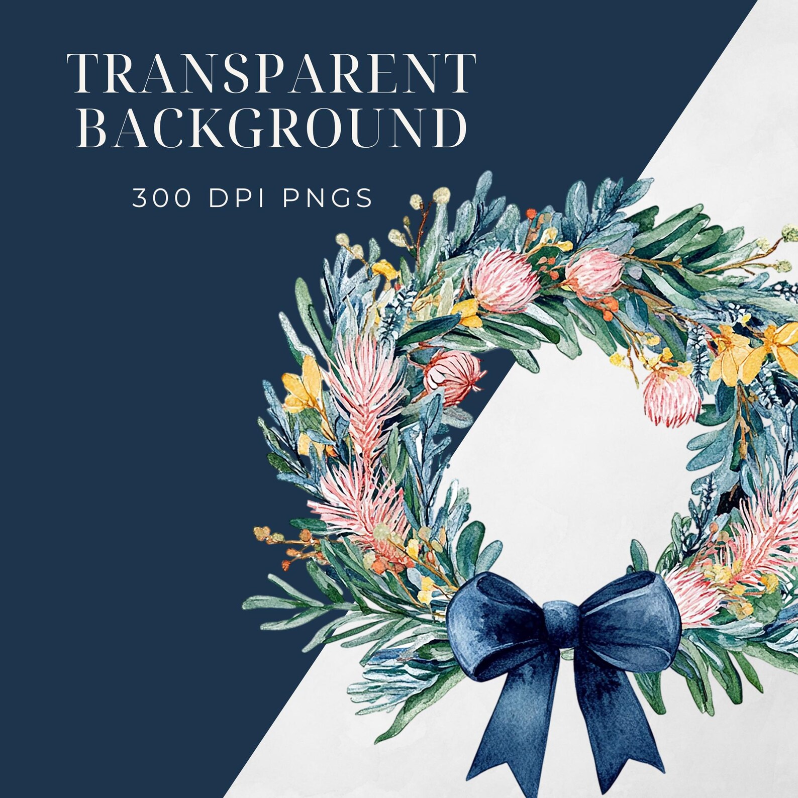 Australian Native Floral Wreath Clipart: Wedding Invitation Design (PNG ...