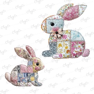 Patchwork Bunny Clipart: Watercolor Easter Graphics (PNG Digital ...