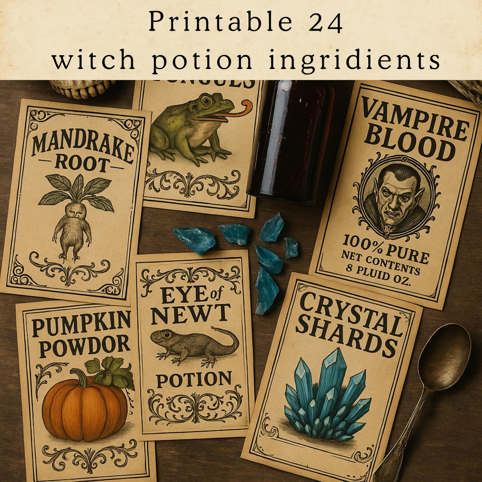 Witch Potion Ingredients Miniature, Printable Packages, Handmade ...