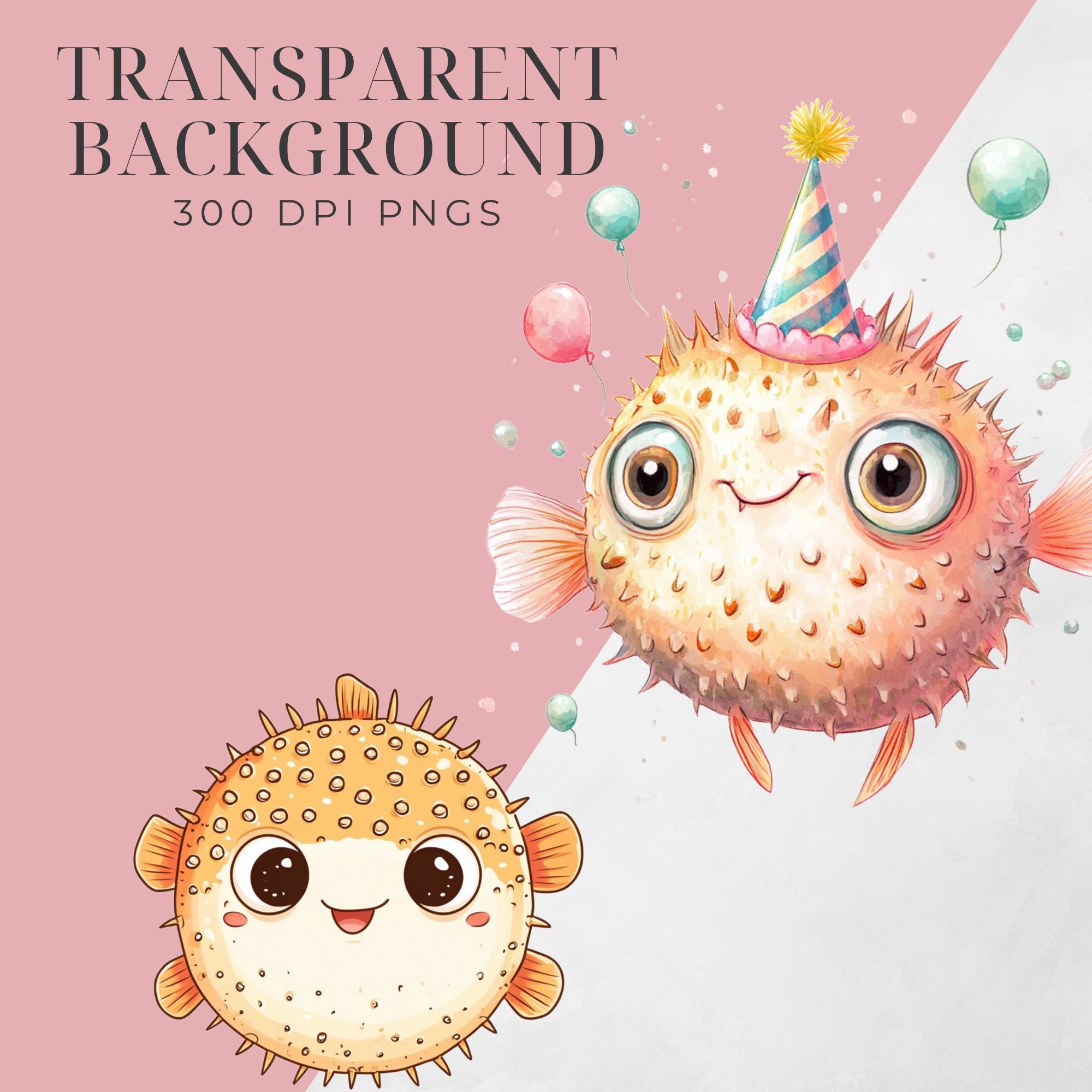 Blowfish PNG, Puffer Fish, Kawaii Cute Puffer Blowfish, Digital ...