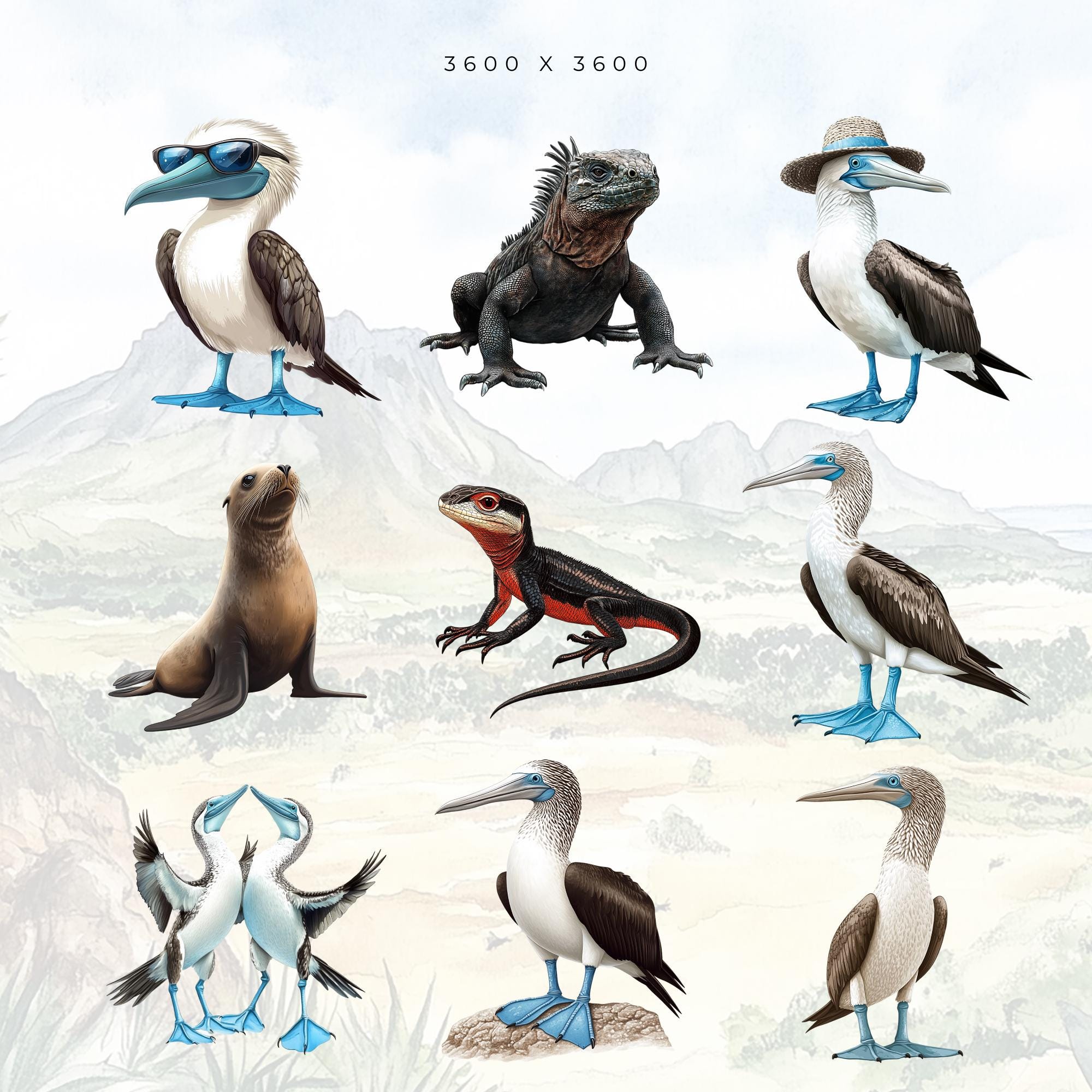Galapagos Islands Clipart Set: Tropical Wildlife Pngs (commercial Use ...