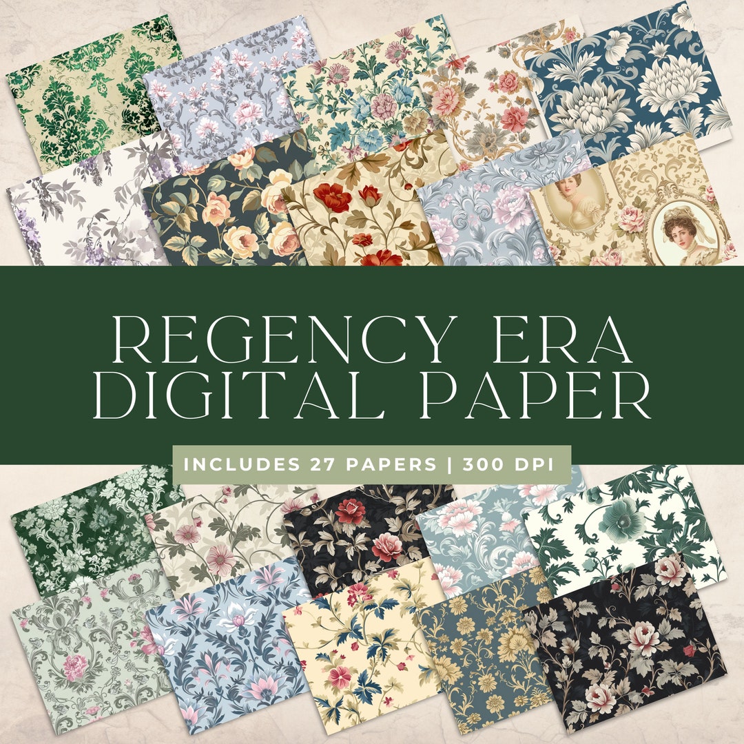 Regency Era Digital Paper | 27 Seamless Sheets | Junk Journal ...