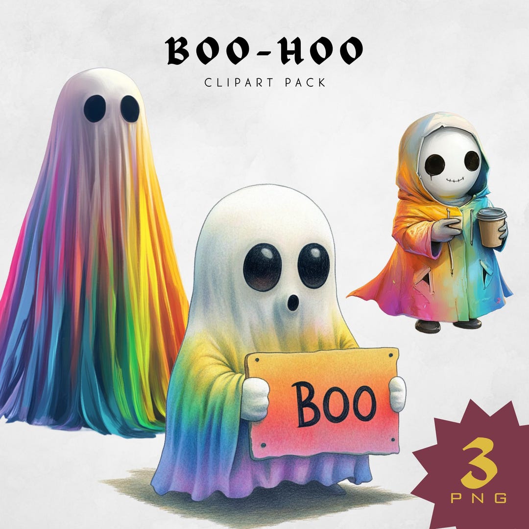 Boo-tiful in Every Color! Halloween PNG, Rainbow Ghost, Cute Ghost ...