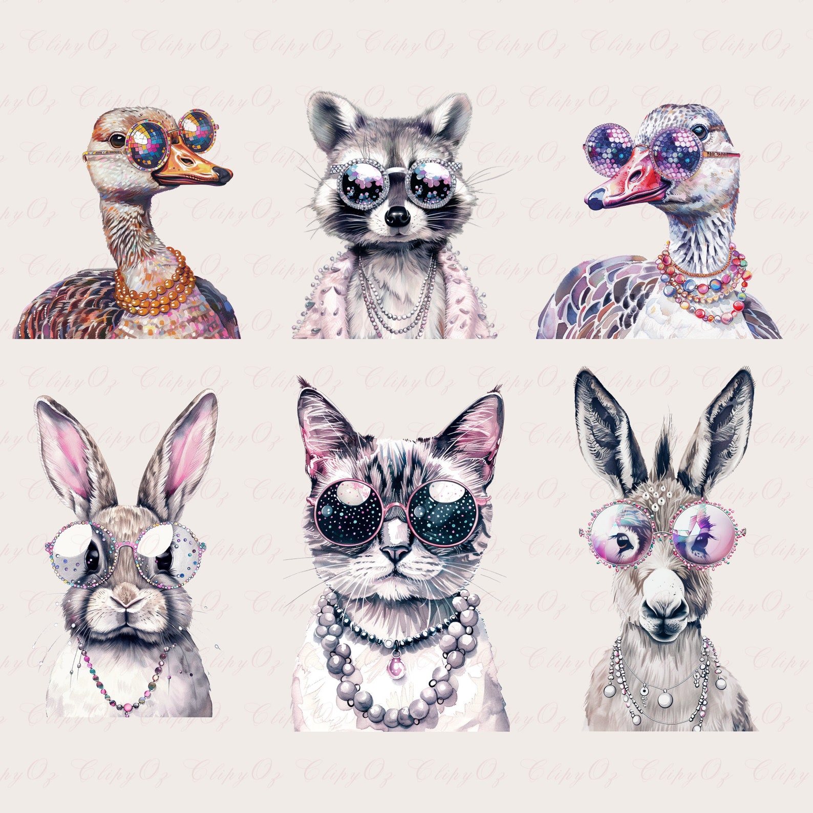 Funky Disco Animals Clipart: 14 PNG Files (digital Download) - Etsy