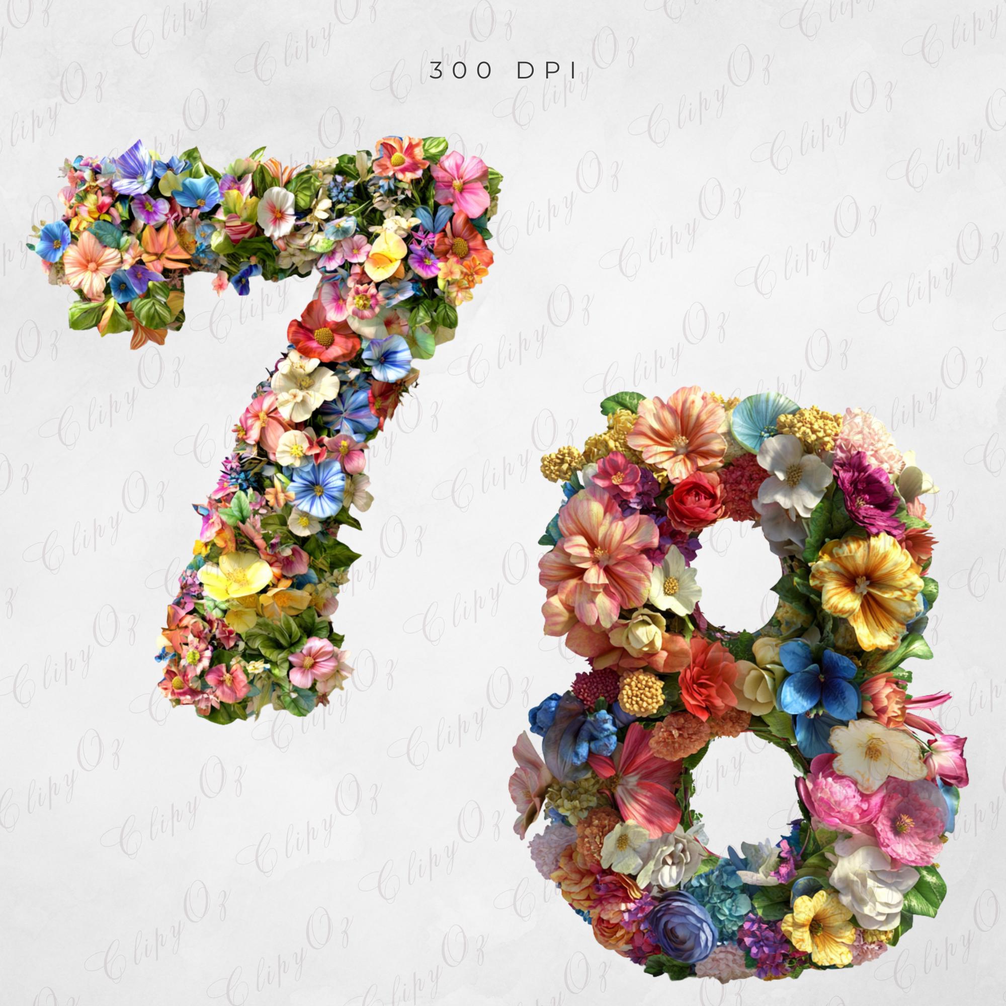 Flower Numbers, Transparent PNG, Birthday Clipart, Digit Flowers ...