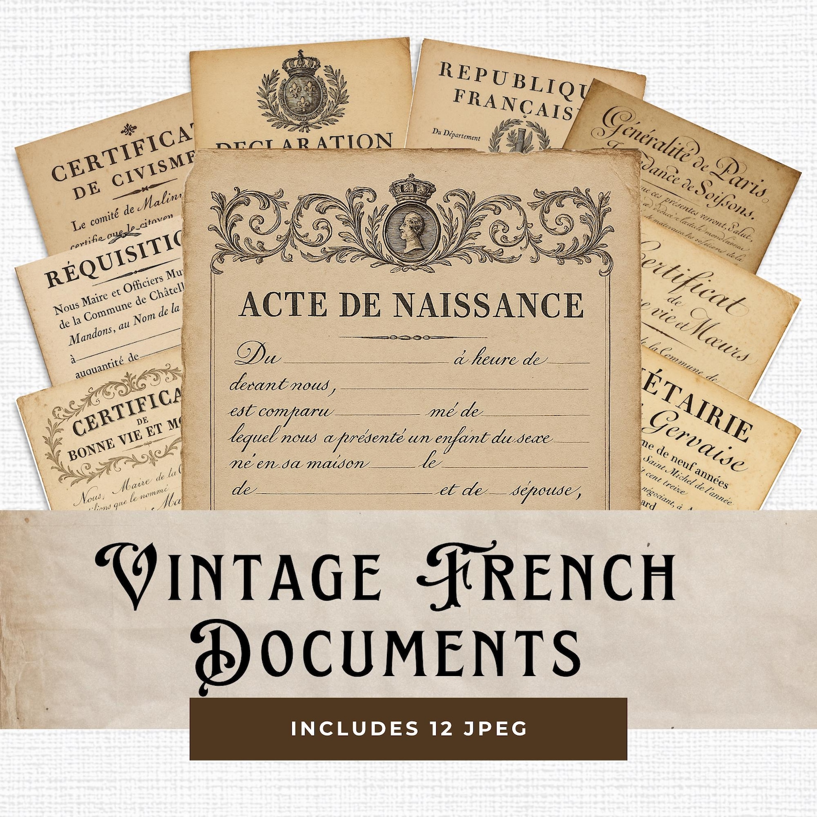 Vintage French Document Prints: Ephemera for Junk Journals (digital ...