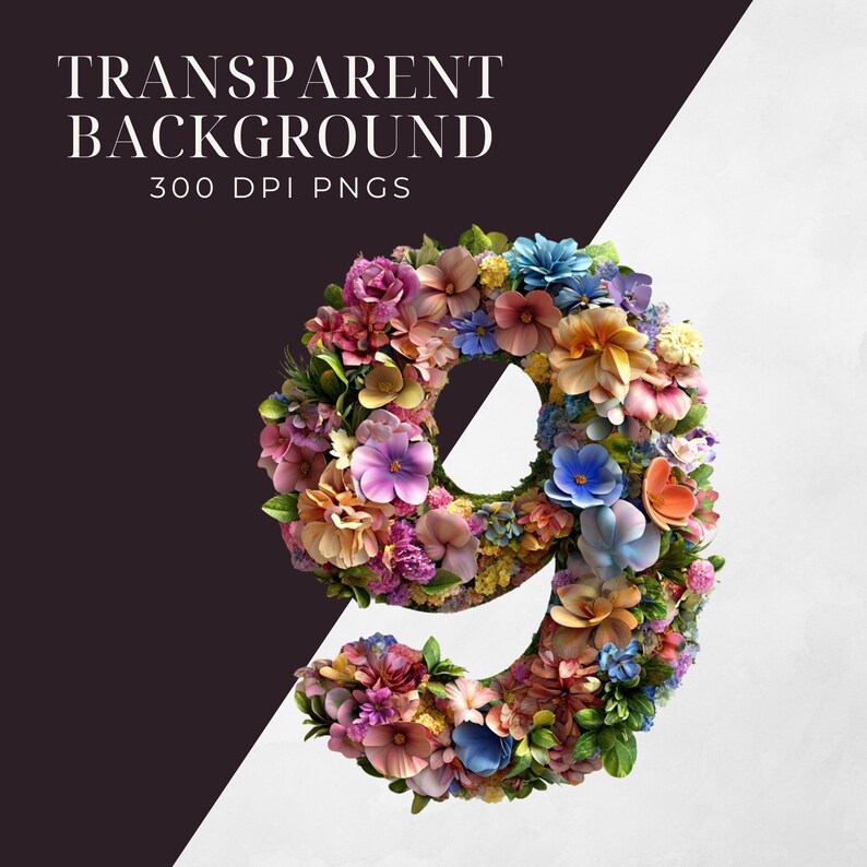Flower Numbers, Transparent PNG, Birthday Clipart, Digit Flowers ...