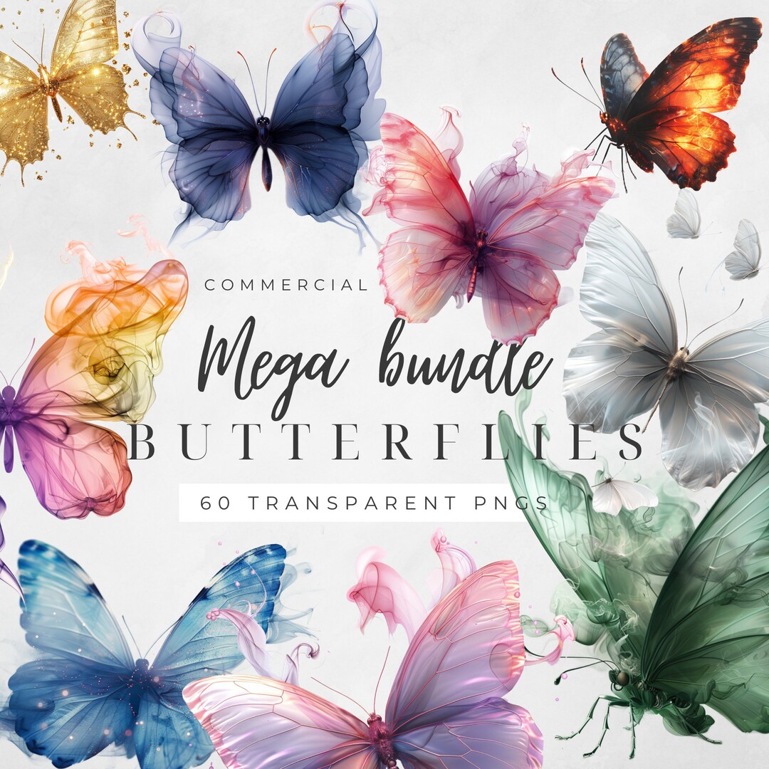 Watercolor Butterfly Collection Smoke Butterfly Clipart Gold Butterfly ...
