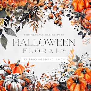 13 Pumpkin Flowers Clipart, Orange Flowers Print, Printable Watercolor ...
