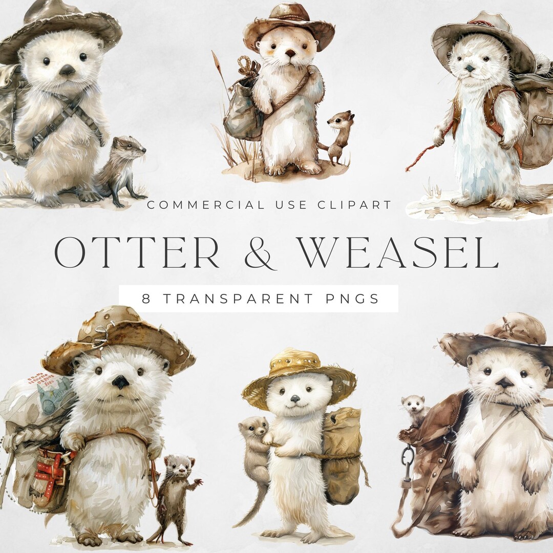 8 PNG Otter and Weasel Friends, Transparent, Friendship Clipart, Travel ...