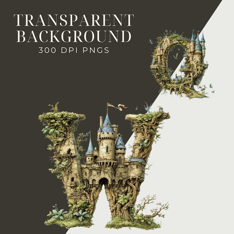 Enchanted Castle Alphabet Clipart | PNG | 26 High-resolution 300 DPI ...