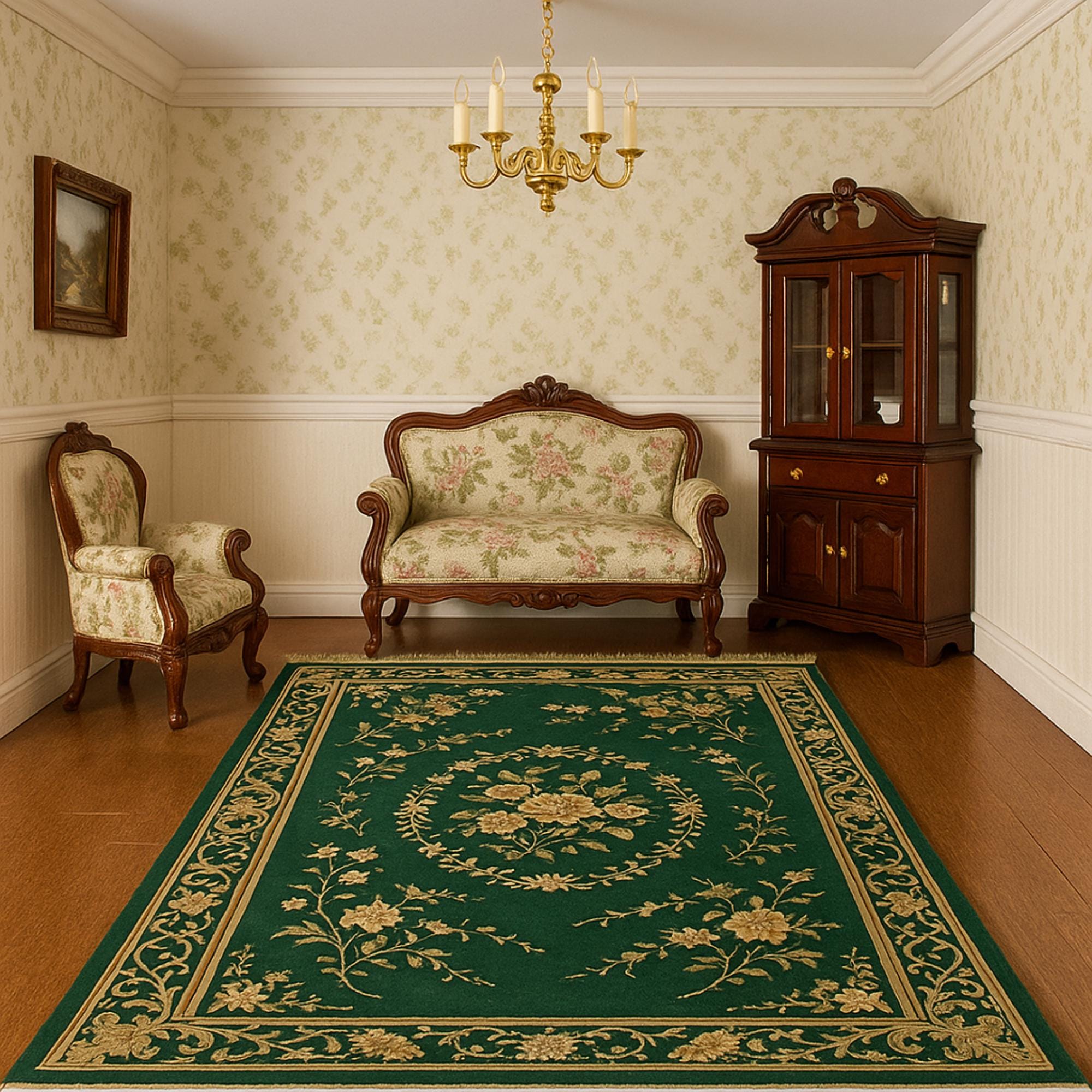 Vintage Miniature Round Rug, Printable Carpet, Dollhouse Home Decor ...