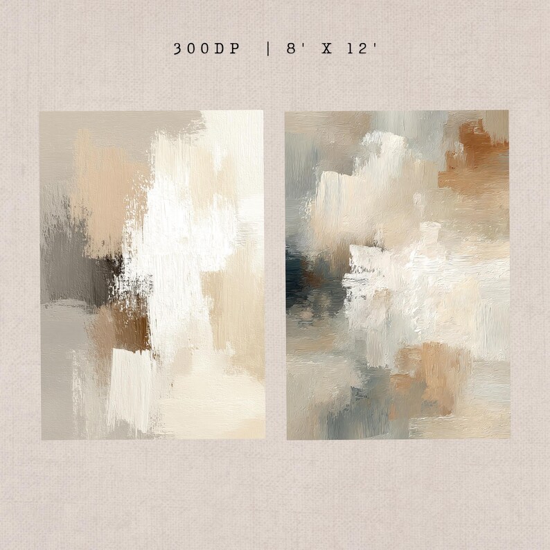 Neutral Texture Digital Paper Pack: Beige Cream Brush Stroke ...