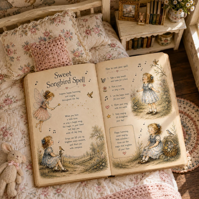 Libro de hechizos de hadas en miniatura, libro imprimible de cuentos de ...