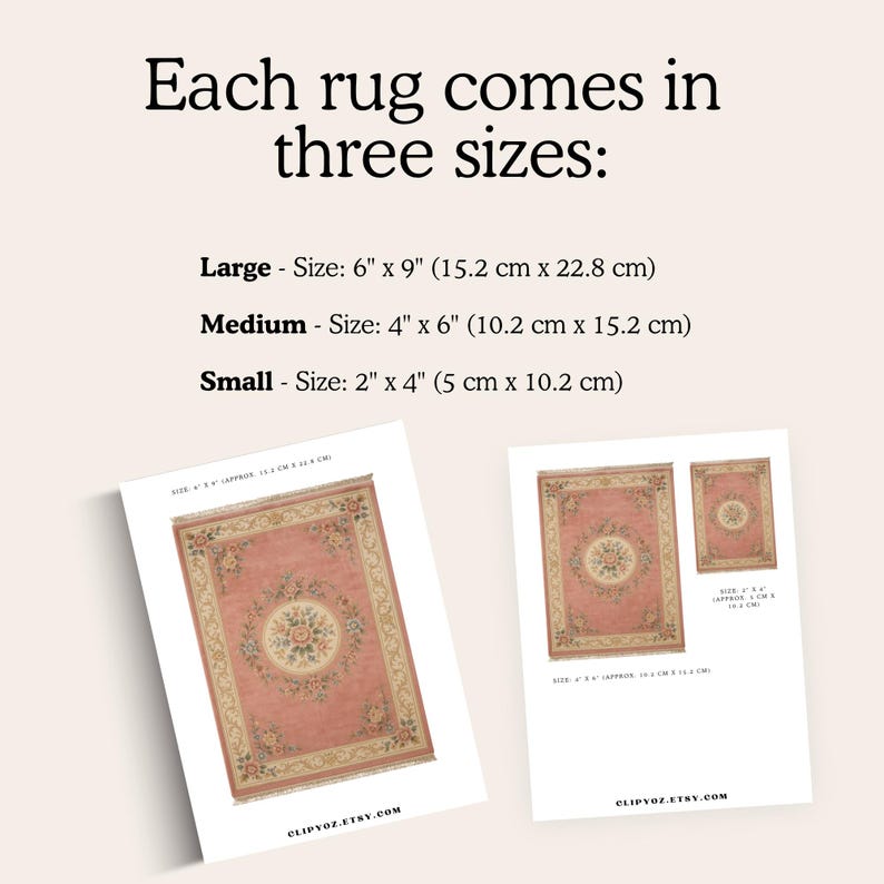 Vintage Miniature Round Rug, Printable Carpet, Dollhouse Home Decor ...