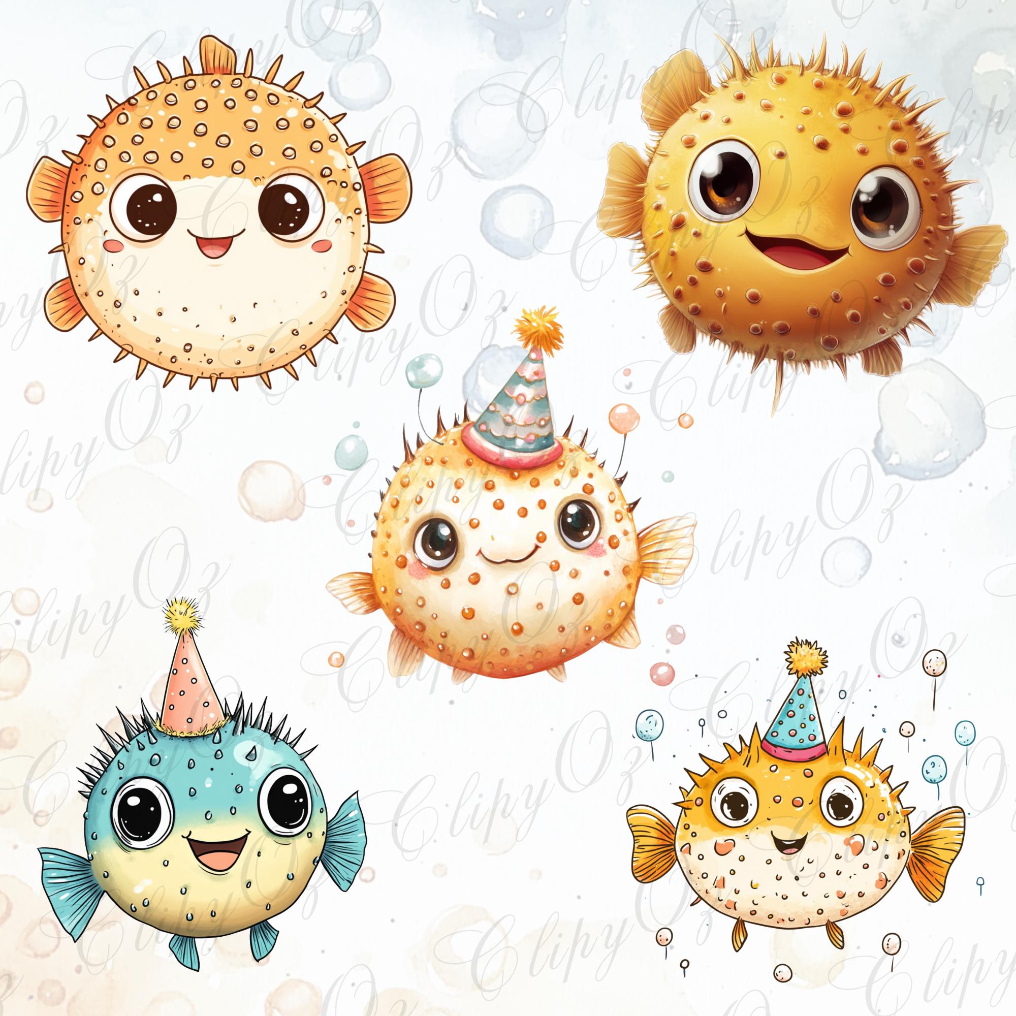 Blowfish PNG, Puffer Fish, Kawaii Cute Puffer Blowfish, Digital ...