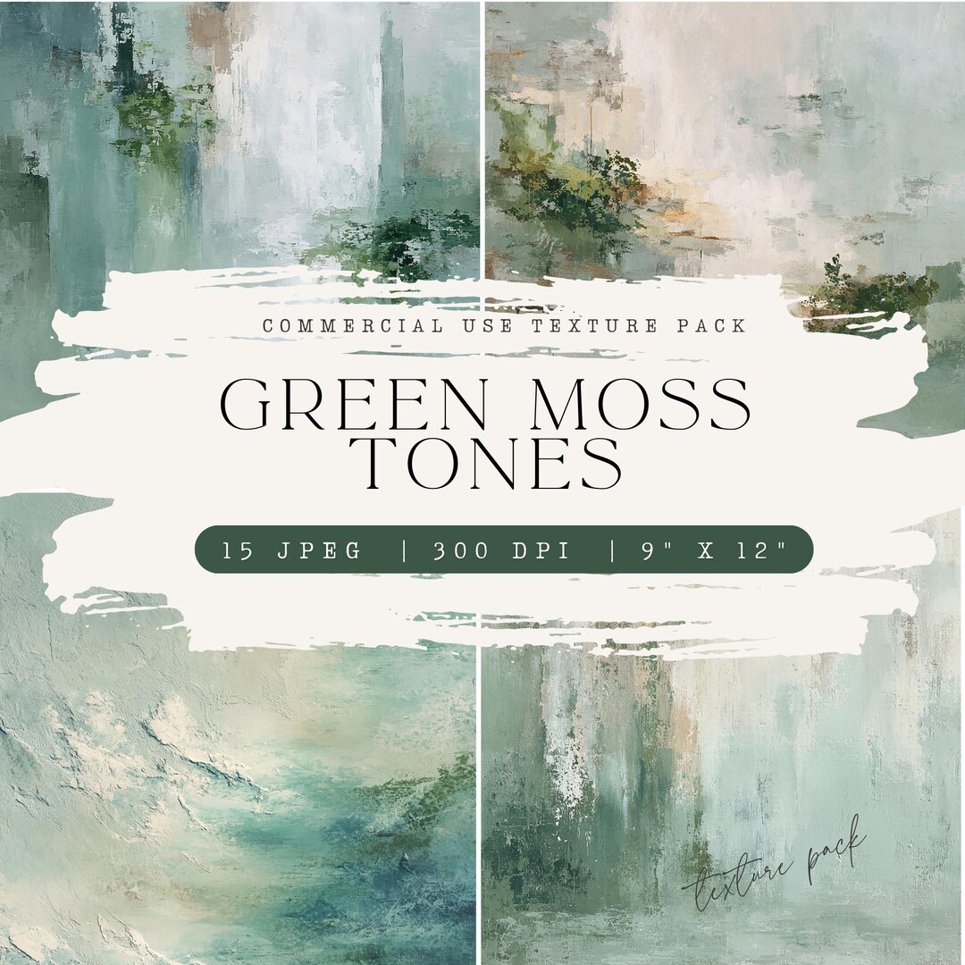 Soft Green Moss Texture Digital Paper: 15 Neutral Jade Backgrounds ...