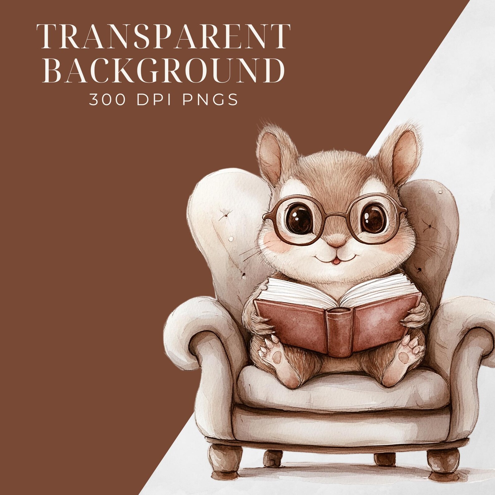 Animals Reading Clipart: Bookworm PNG Images (digital Download) - Etsy