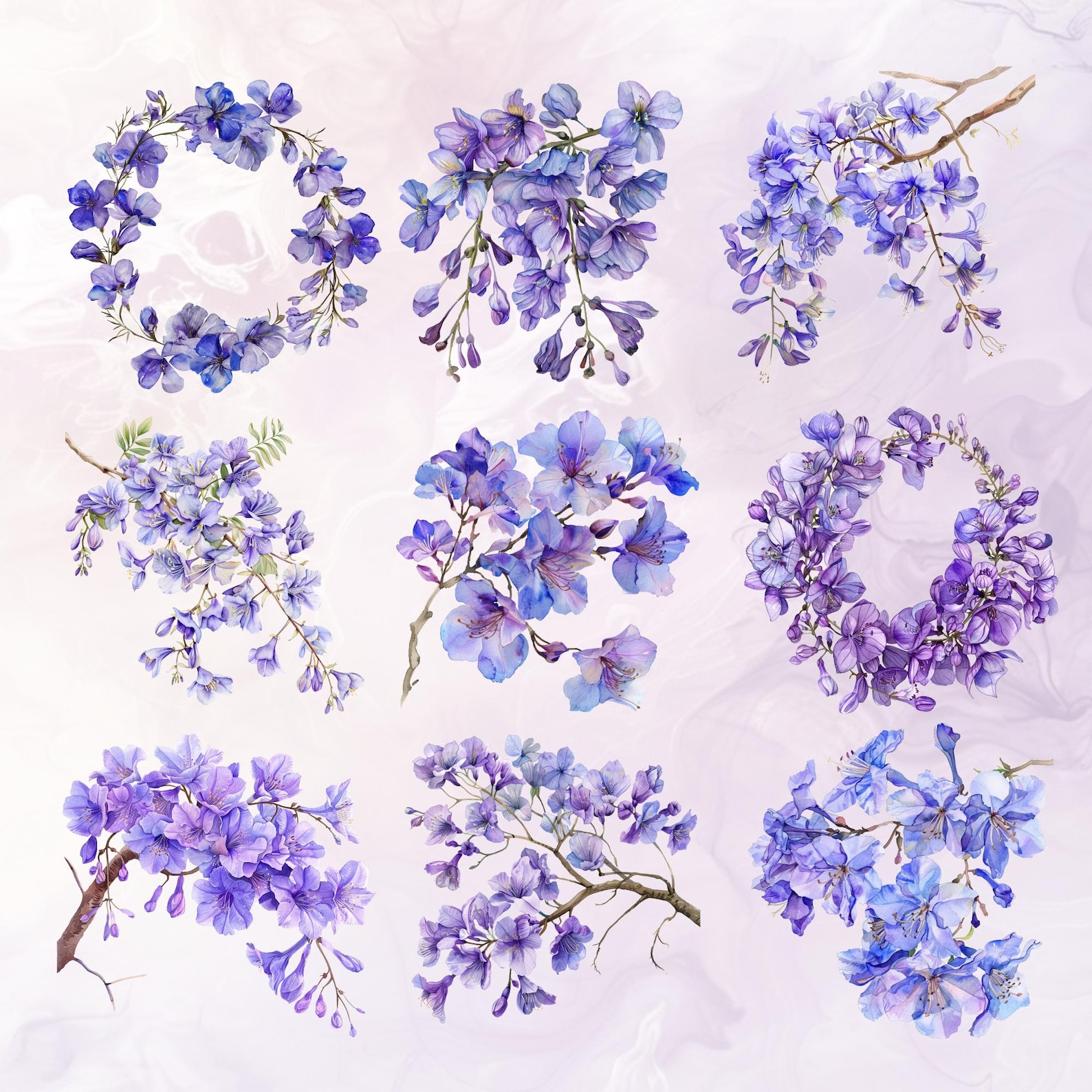 Purple Jacaranda Floral Clipart: 25 PNG Flowers (digital Download) - Etsy