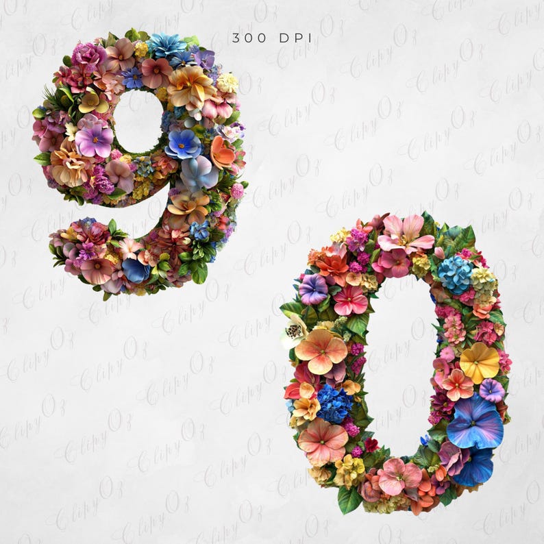 Flower Numbers, Transparent PNG, Birthday Clipart, Digit Flowers ...