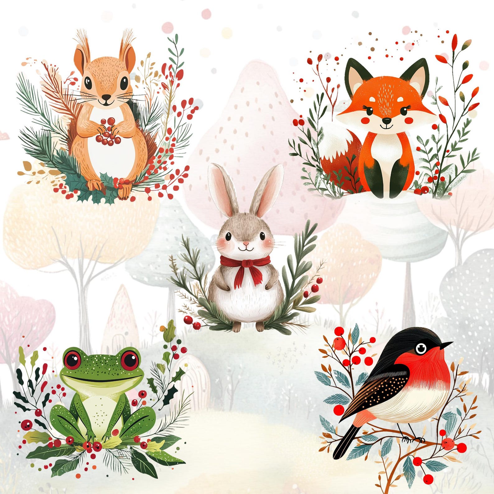Woodland Forest Animals Clipart | Whimsical Cute Animals | 20 PNG ...