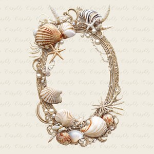 Shells and Pearls Ovals, Clipart, High-quality Pngs, Digital Download ...