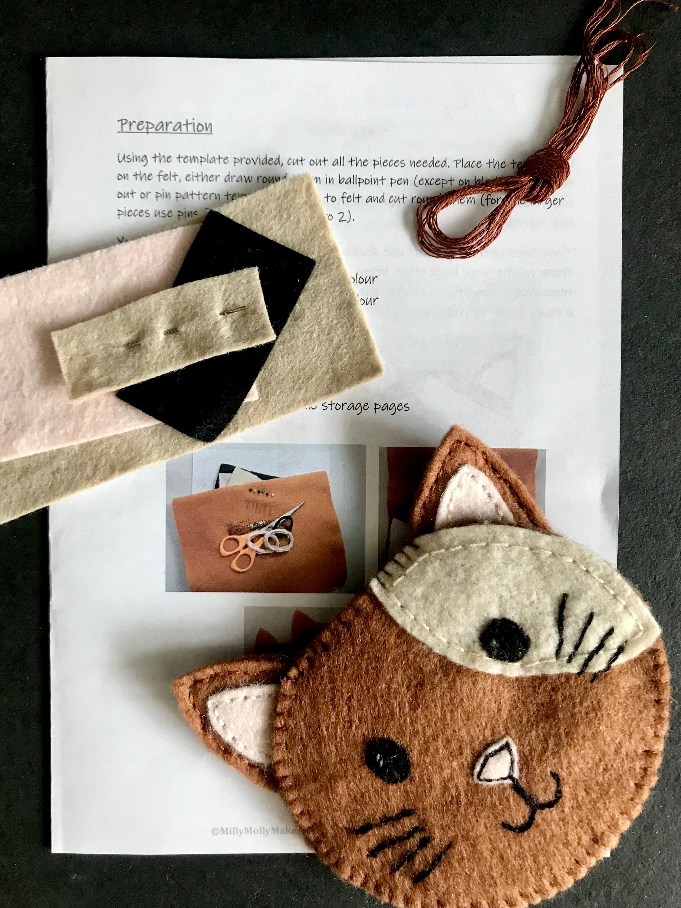 Digital Kitty Kat Needle Case Downloadable PDF PATTERN. Felt Needle ...