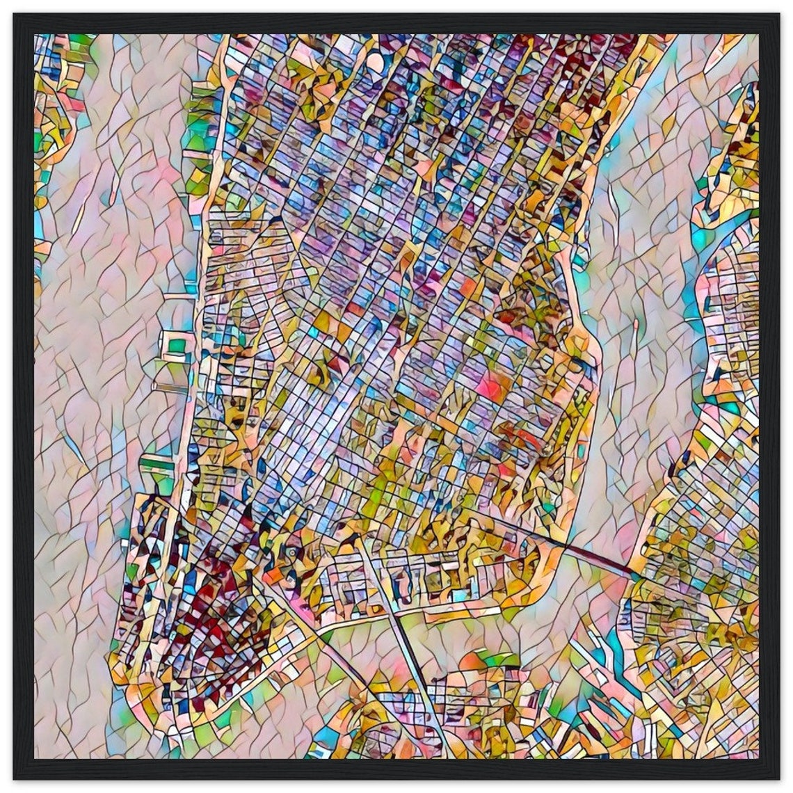 New York, Manhattan, Aerial View, Mosaic Art, Premium Matte Paper ...