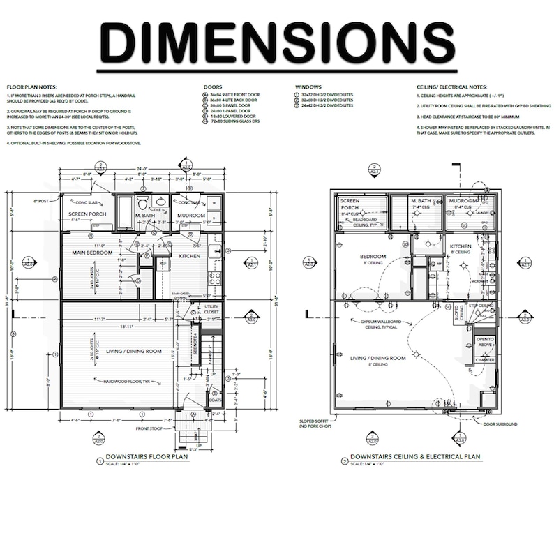 24x32 Modern Farmhouse Plans, 1161 Sq Ft Open Living Plan, 2 Story (PDF ...