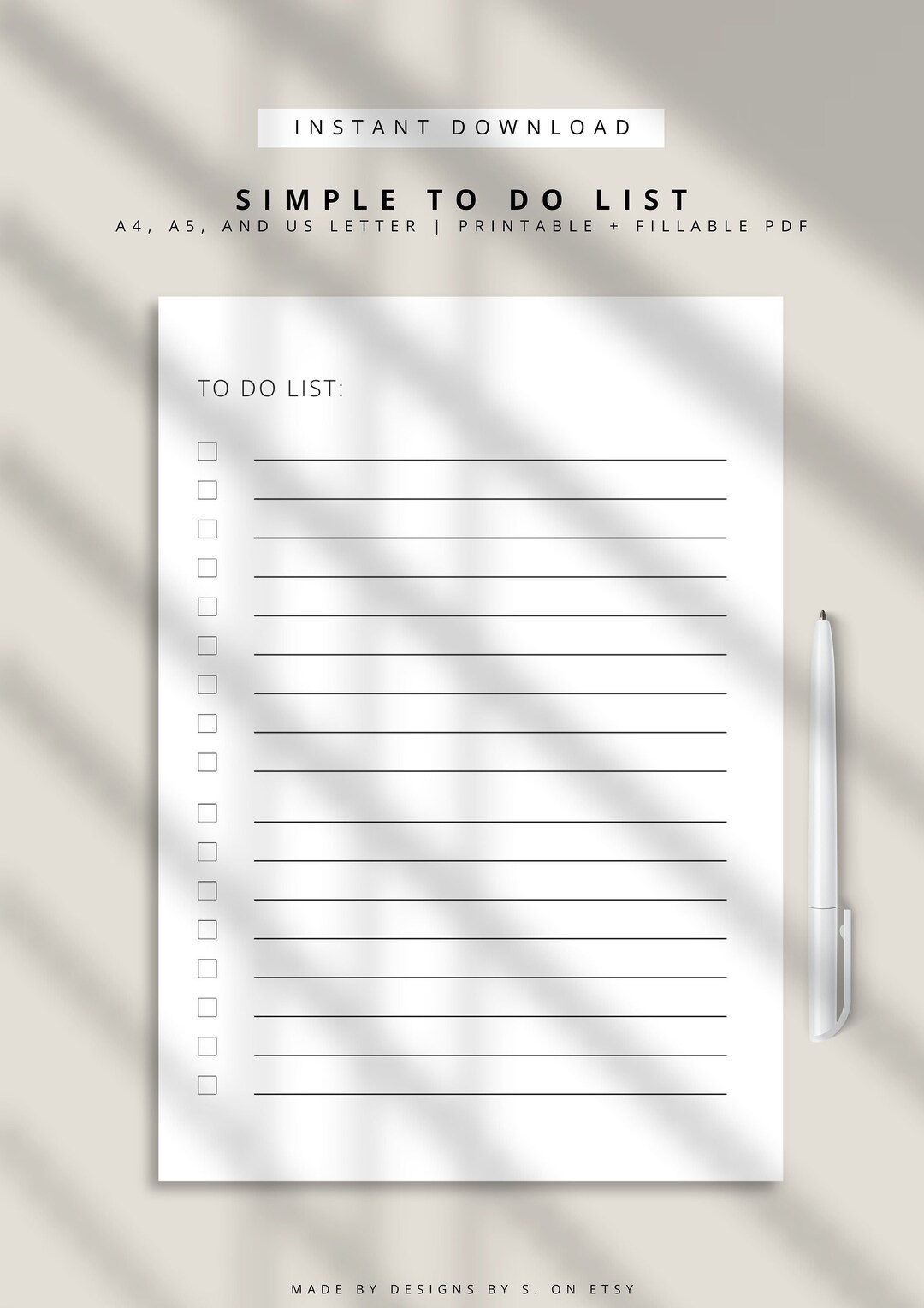 Minimal to Do List Printable, Simple Tasks List Template, Productivity ...
