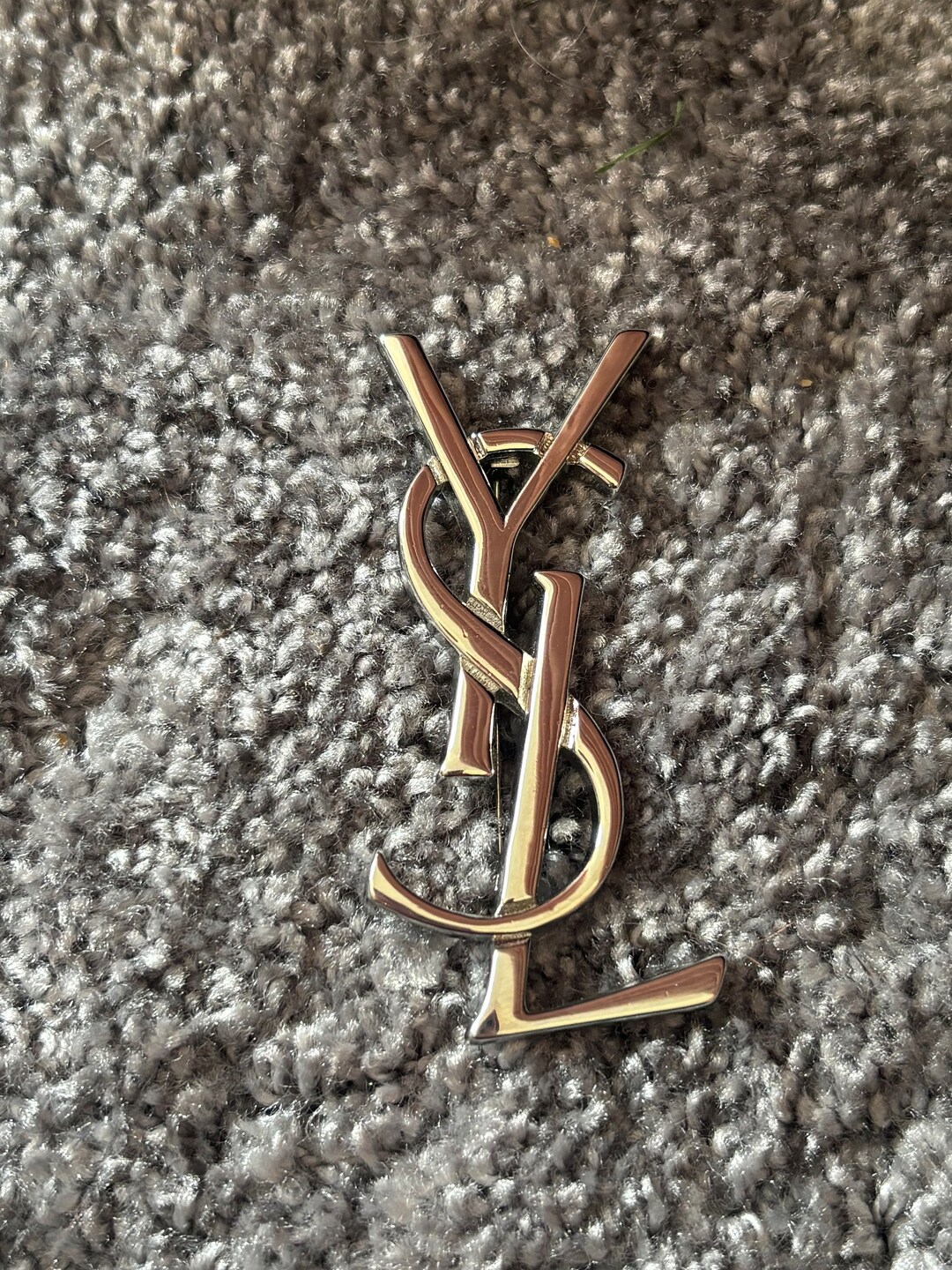 Classic YSL Silver Coloured Brooch - Etsy