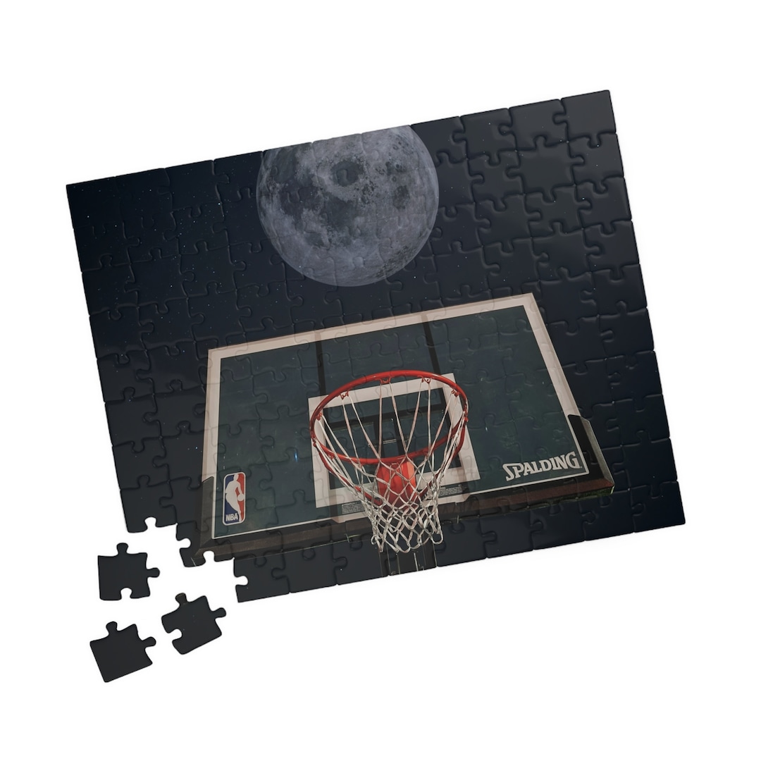 Basketball Hoop Under Full Moon Puzzle NBA Backboard Jigsaw Unique ...