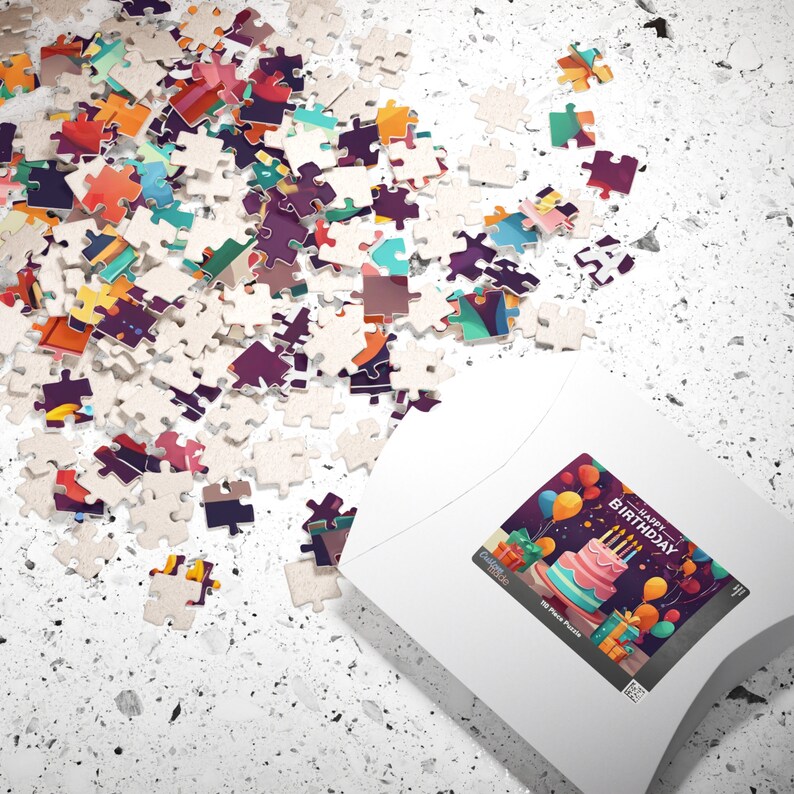 Happy Birthday Cake Puzzle Custom Celebration Jigsaw Birthday Party ...
