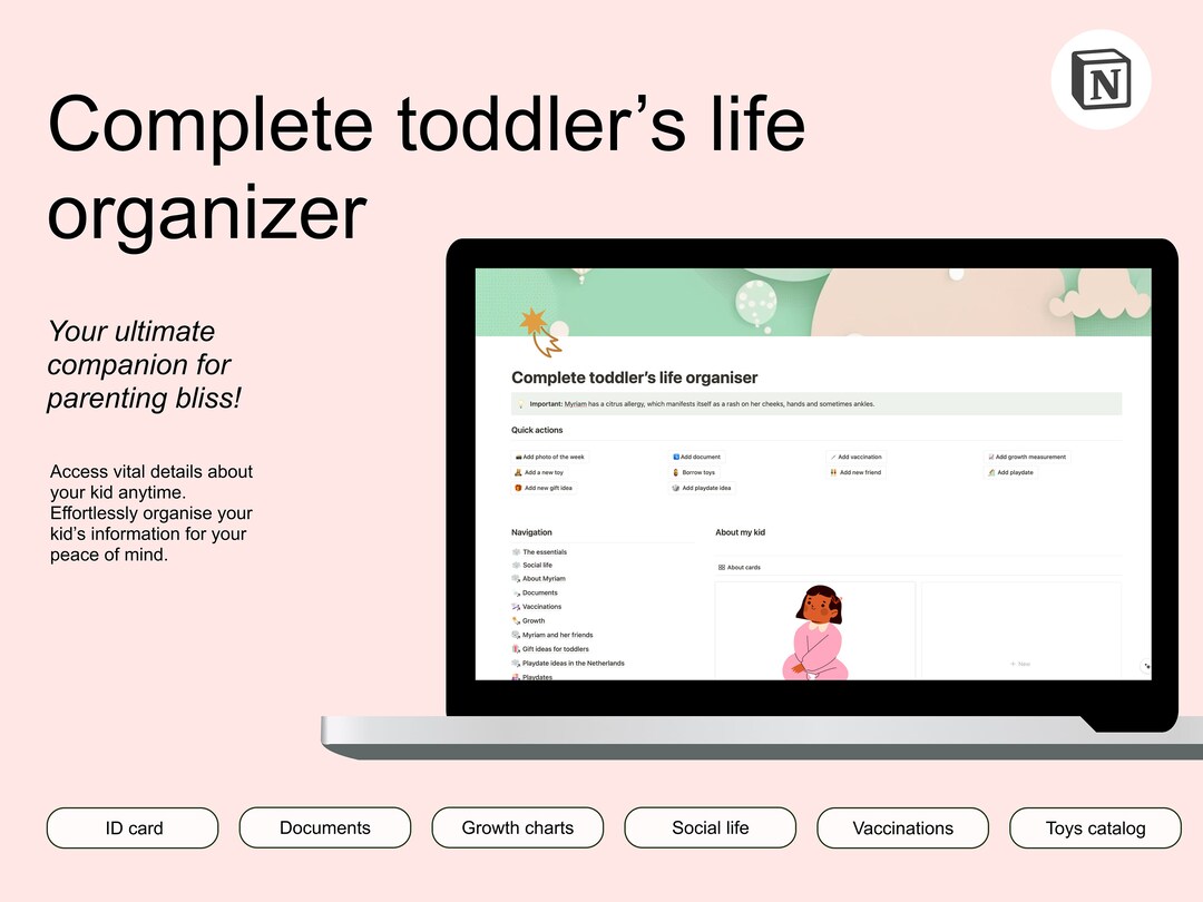 Notion Template | Toddler's Life Organiser | Complete Parents Helper Co ...