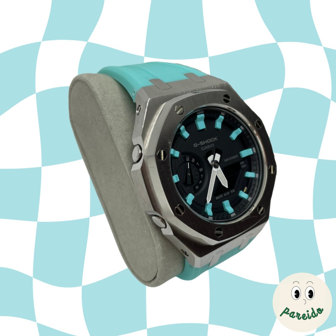 Custom G-shock GA-2100 Royal AP Casioak Mod Tiffany Blue Silicone Strap ...