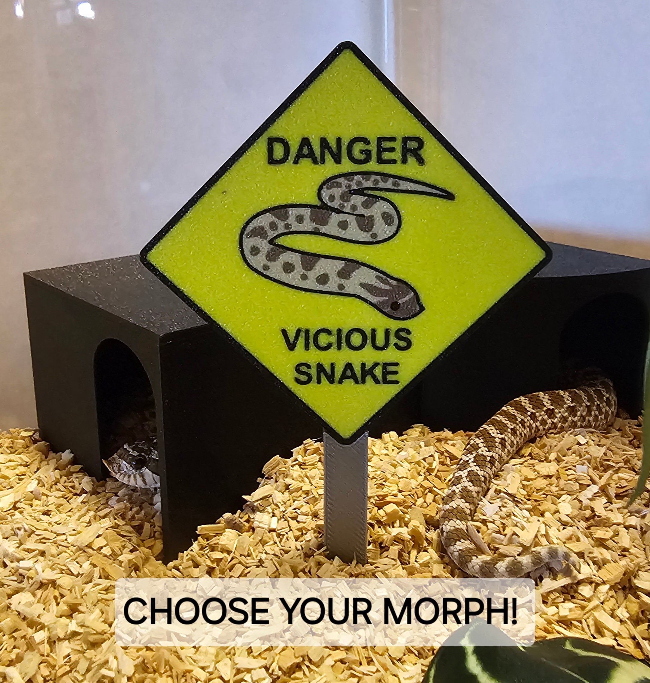 Cute Snake Danger Sign With Post, Vivarium Decoration for Western ...